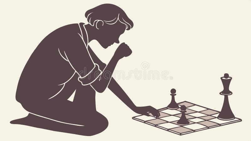 Focused Chess Player Deep in Thought, Vector Design Generative AI Stock ...