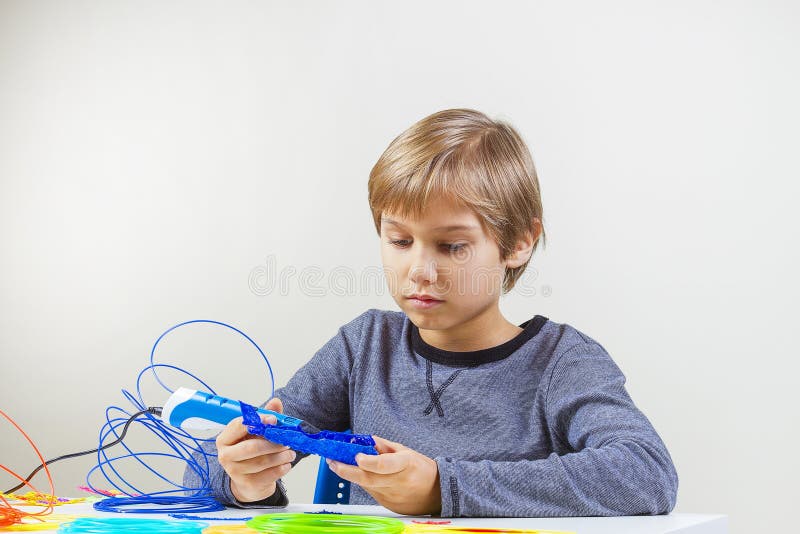 Focused Child Creating with 3d Printing Pen Stock Image - Image of ...