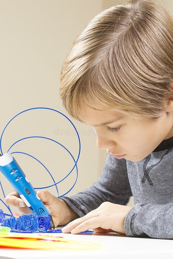 Focused Child Creating with 3d Printing Pen Stock Image - Image of ...