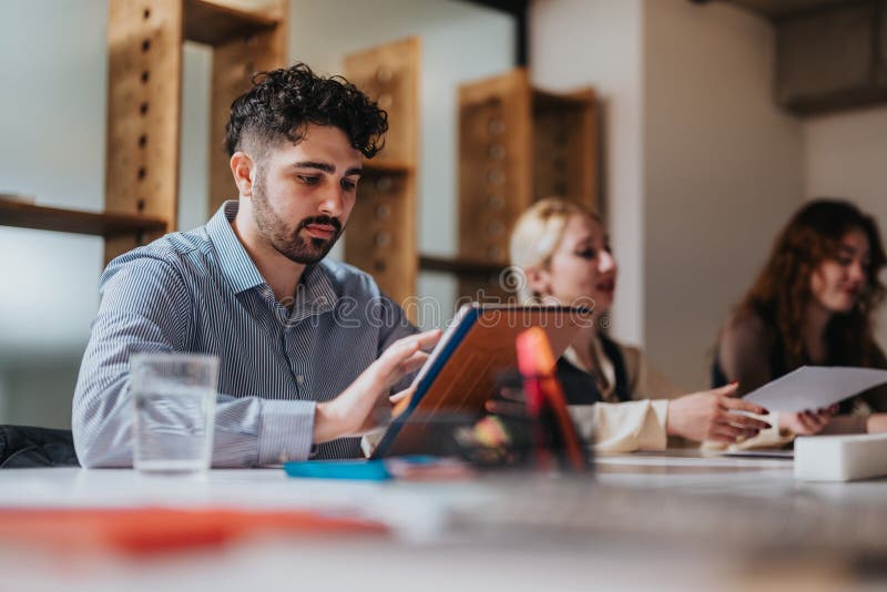 Focused Colleagues Collaborating Project Solution Professional Modern ...