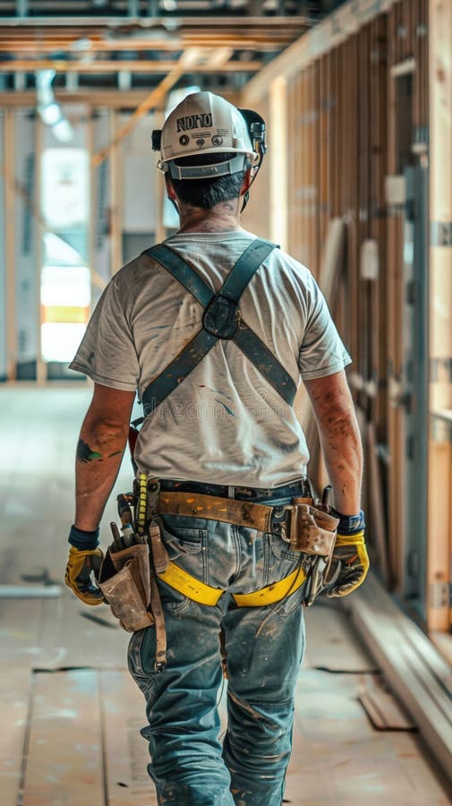 Focused Construction Worker Engaging with Electrical Systems Stock ...