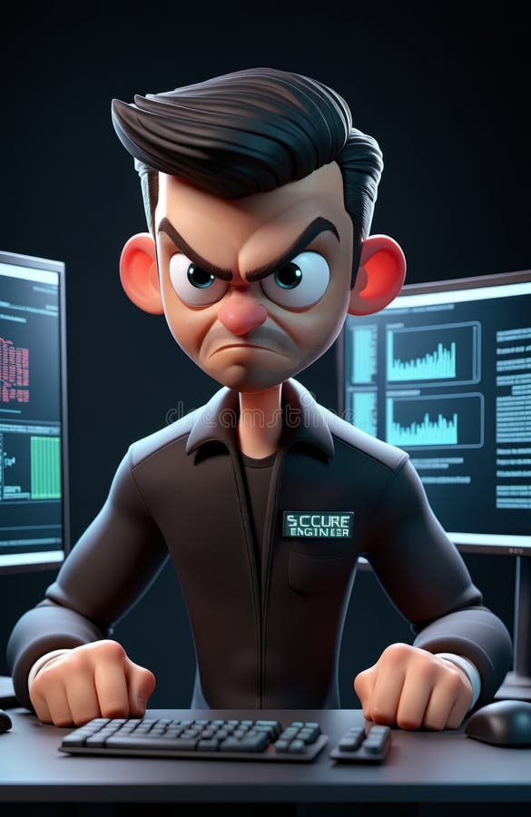 Focused Cyber Security Engineer Working in Dark Room with Multiple ...