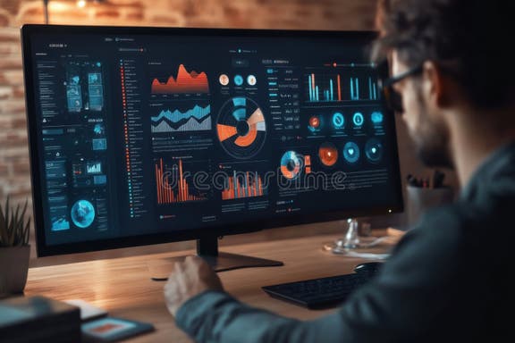 Data Analyst Working on Visualizations in a Modern Office Setting with ...