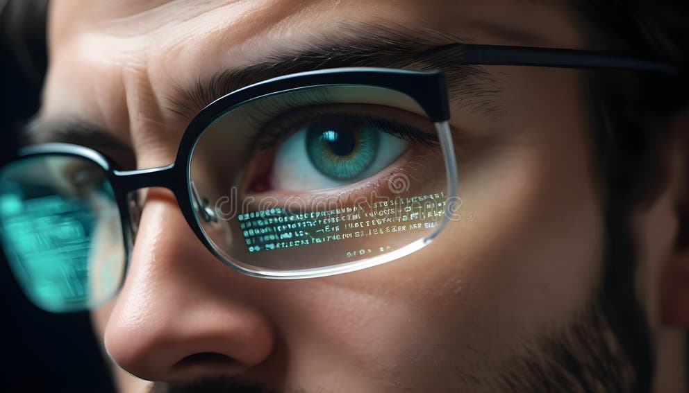 Focused Developer Coder Looking at Programming Code Stock Illustration - Illustration of people ...