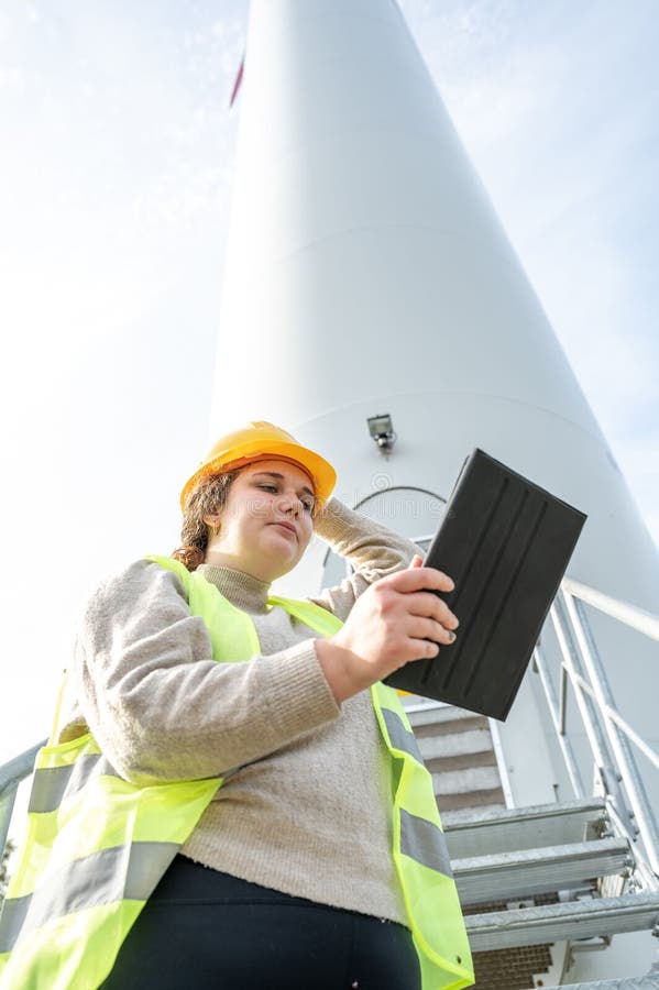 Focused Engineer Holds Up a Digital Device in Preparation for Note ...