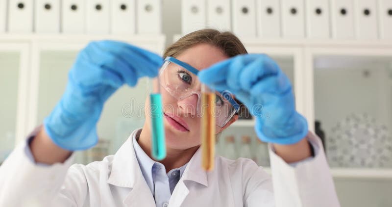 Laboratory Worker Matches Color with Test Indicator Paper Stock Footage ...
