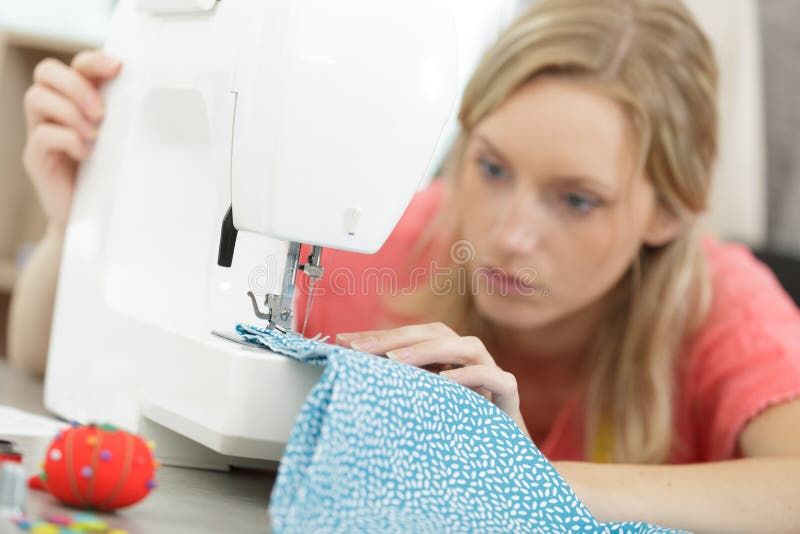 Focused Female Tailor at Work Stock Image - Image of fabric, thread ...
