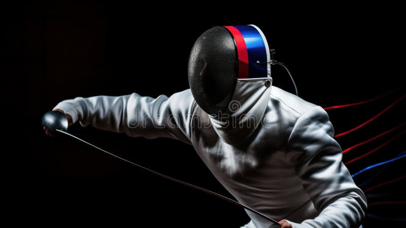 Fencer in Mask with Epee in Dynamic Pose Stock Illustration ...