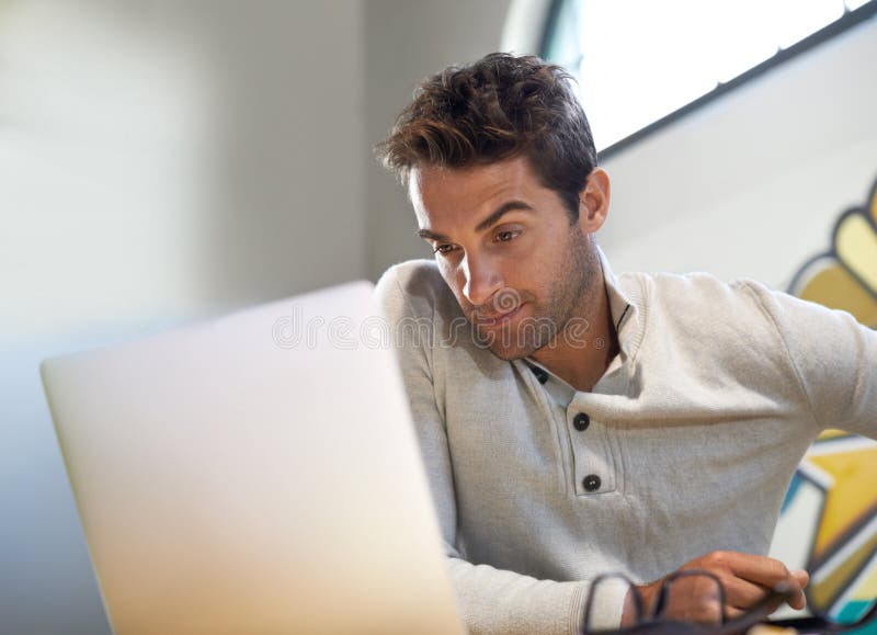 Focused on Finding Original Ideas. a Thoughtful Young Entrepreneur ...