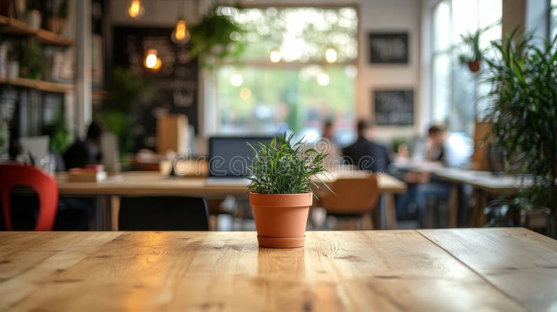 Focused Foreground Desk in a Modern Open Plan Office with Blurred ...