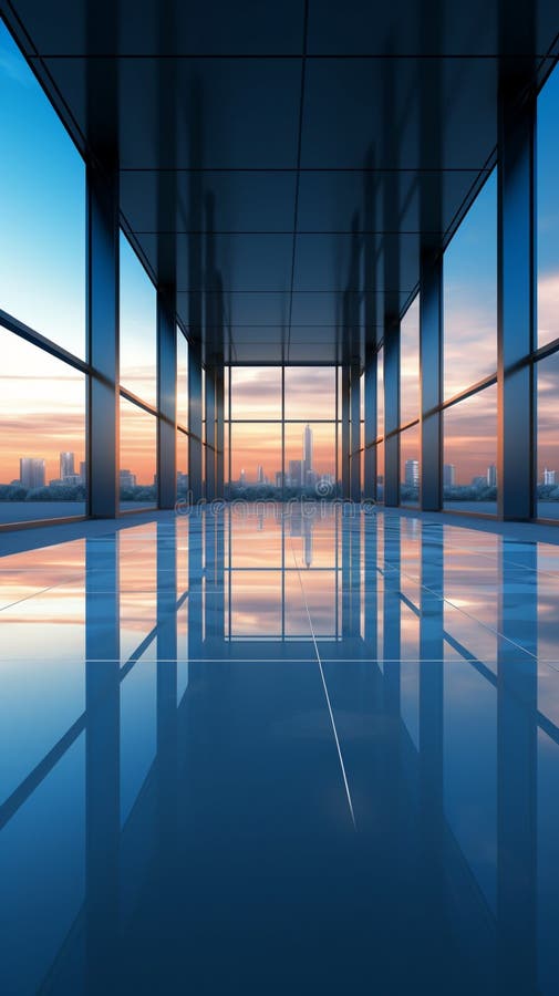 Focused on Glass Doors: Abstract Backdrop Shows Empty Office Lobby ...