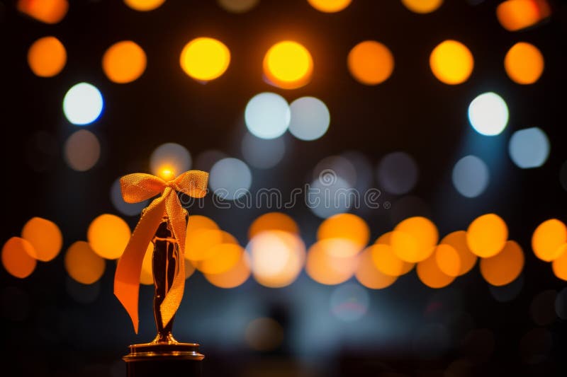 Focused Glow on Award Ribbon Against Blurred Stage Lights Stock Photo ...