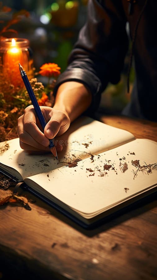 Focused Hand Writes on a Notebook, Embracing the Art of Work Stock ...