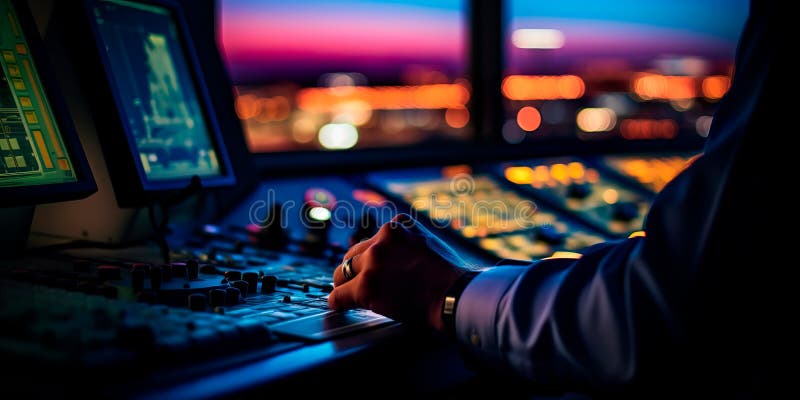 Focused Hands of an Air Traffic Controller As they Guide Aircraft on ...