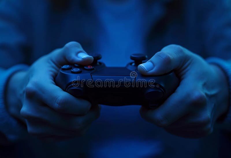 Immersive Gaming Experience during Late Night Sessions in Soft Blue ...