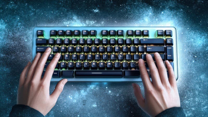 Focused Hands Typing on a Modern Mechanical Keyboard in a Bright ...