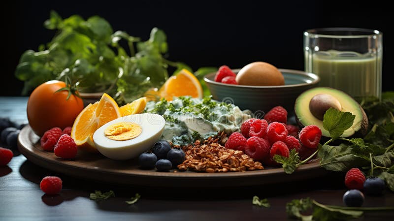 Focused, Healthy Food Menu in the Morning Generate AI Stock ...