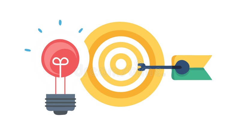 Focused Idea Icon Vector with Lightbulb and Target, Vector Design ...