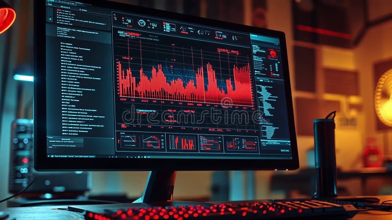 A Focused Image of a Computer Monitor Depicting a Timeline Graph with ...