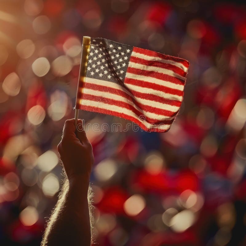 Focused Image of a Hand Proudly Holding a Flag, of America is ...