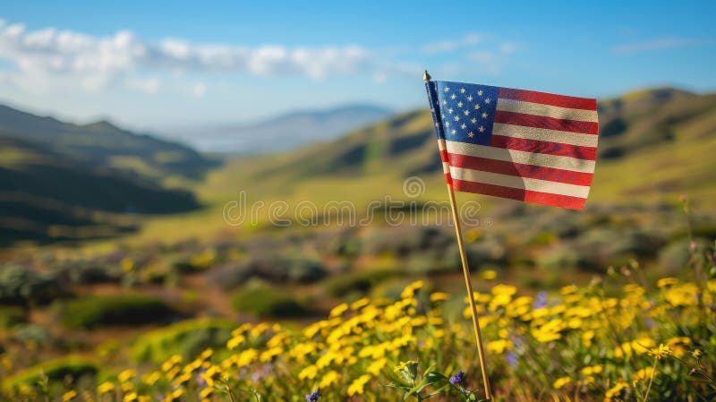 Focused Image of a Hand Proudly Holding a Flag, of America is ...
