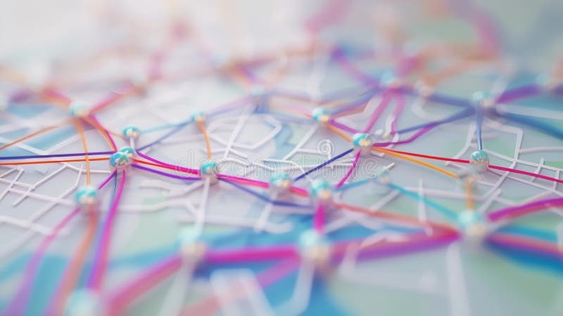 A Focused Image of a Map with Colorful Lines Connecting Production ...