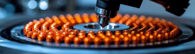 A Focused Image of a Precision Machine Tool at Work on a Circular ...