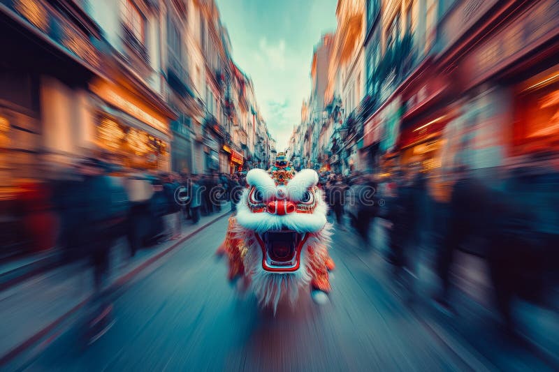 A Focused Image of the Stunning Dragon Dance in Action Stock Photo ...
