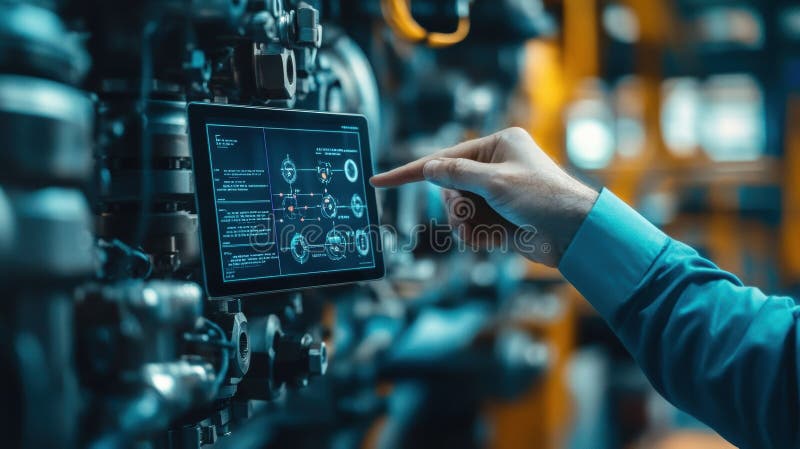A Focused Image of a Trainer Pointing at a Tablet Screen with the AR ...