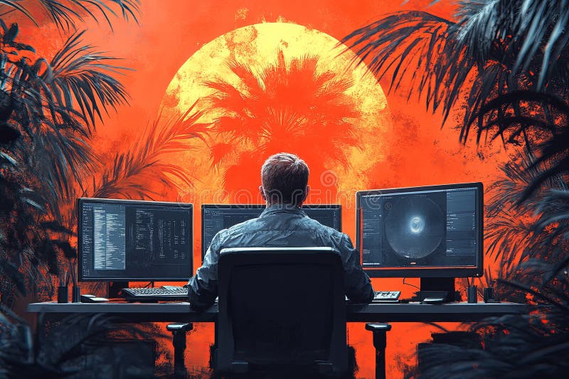 A Focused Individual Analyzes Data at a Computer Desk Surrounded by ... A Focused Individual Analyzes Data at a Computer Desk Surrounded by ...