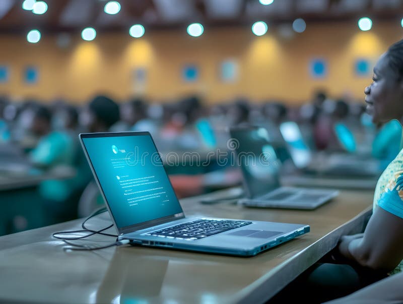 A Focused Individual Engaged in a Training Session with Laptops in a ...