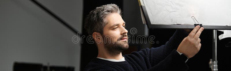 Creative Professional Adjusting Lighting Setup for Stock Image - Image ...