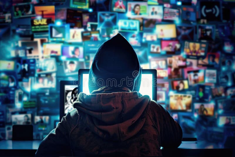 A Focused Individual Sits in Front of a Laptop Computer, Actively ...