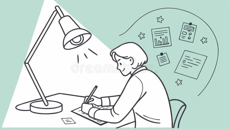 Focused Individual Working at a Desk, Productivity, Vector Design ...
