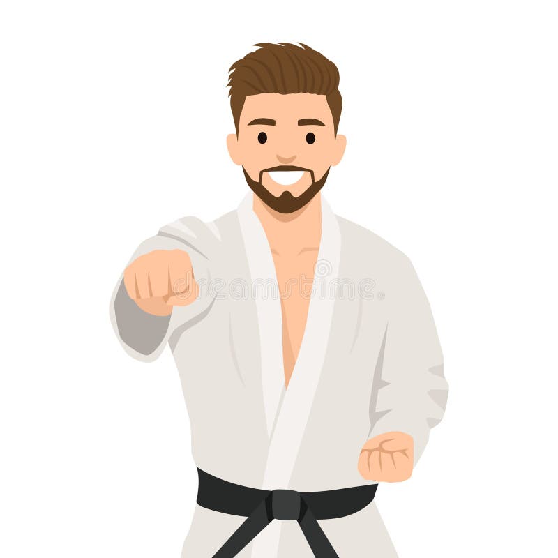 Focused Karate Practitioner in Action Stock Illustration - Illustration ...