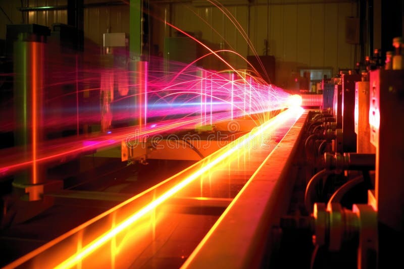 Focused Laser Beams in a Linear Particle Accelerator Stock Illustration ...