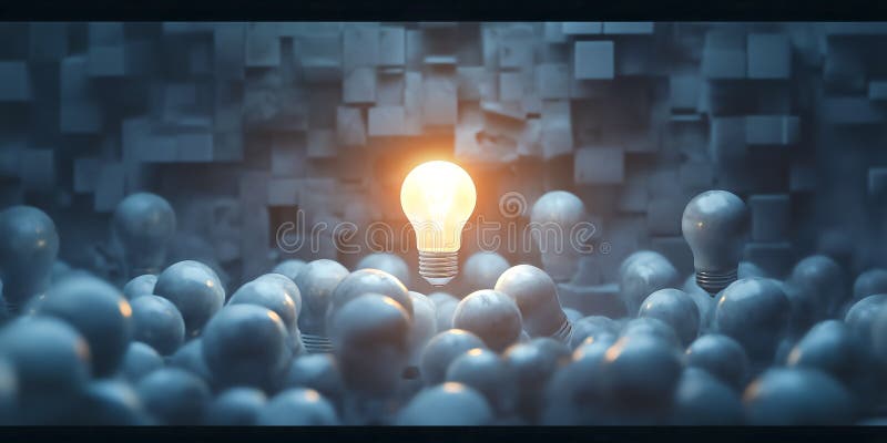 Focused Light Bulb in 3D Visual Scene Depicting a Powerful Moment of ...