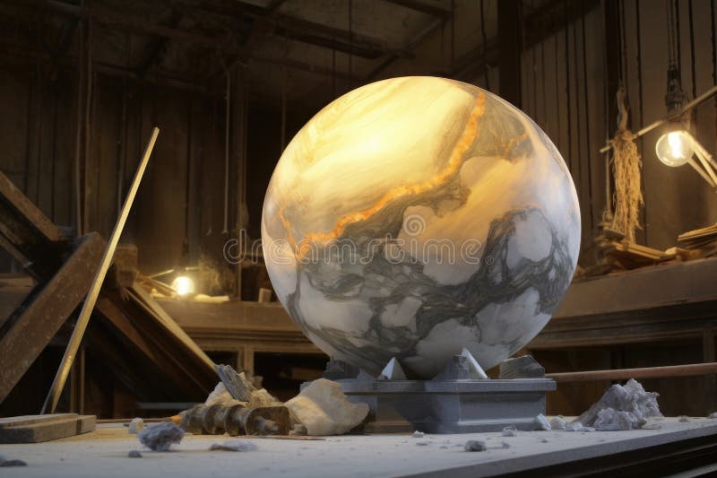 Focused Light Illuminating a Marble Work-in-progress Stock Illustration ...