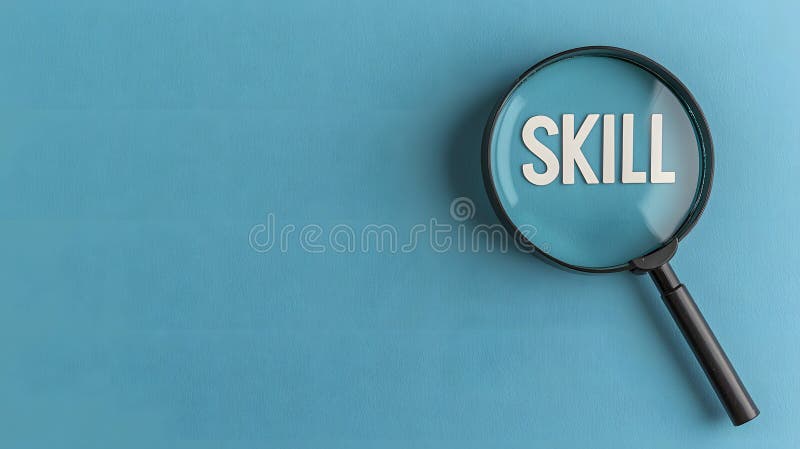 Magnifying Glass Highlighting SKILL with Copy Space Stock Image - Image ...