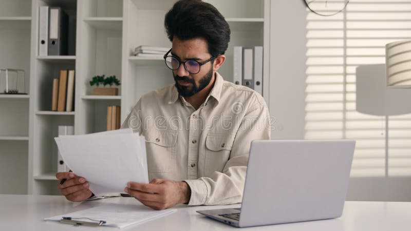 Focused Man Arabian Indian Ethnic Businessman Male Employee Manager
