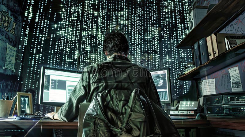 A Focused Man Sitting at a Desk, Showcasing Intense Concentration while ...