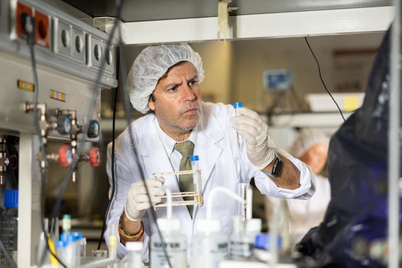 Focused Man Technician Working in Research Laboratory Stock Photo ...