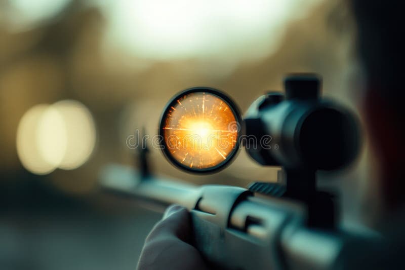 Focused Marksmanship Highlights a Shooter Aiming through a Scope at ...