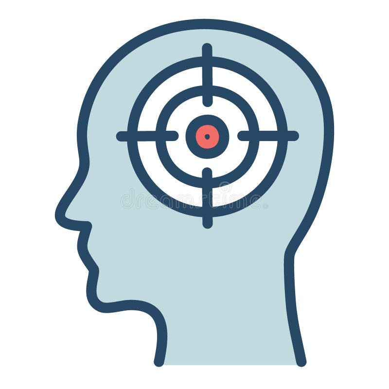 Focused Mind Target Icon. Simple Vector Illustration of a Head with a ...