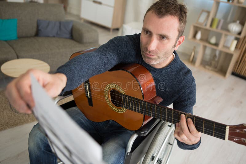 Focused Musician Playing Guitar Stock Image - Image of problem, music ...