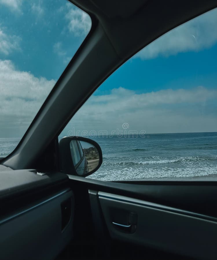 Focused Ocean View from Inside a Car Stock Image - Image of cloud ...