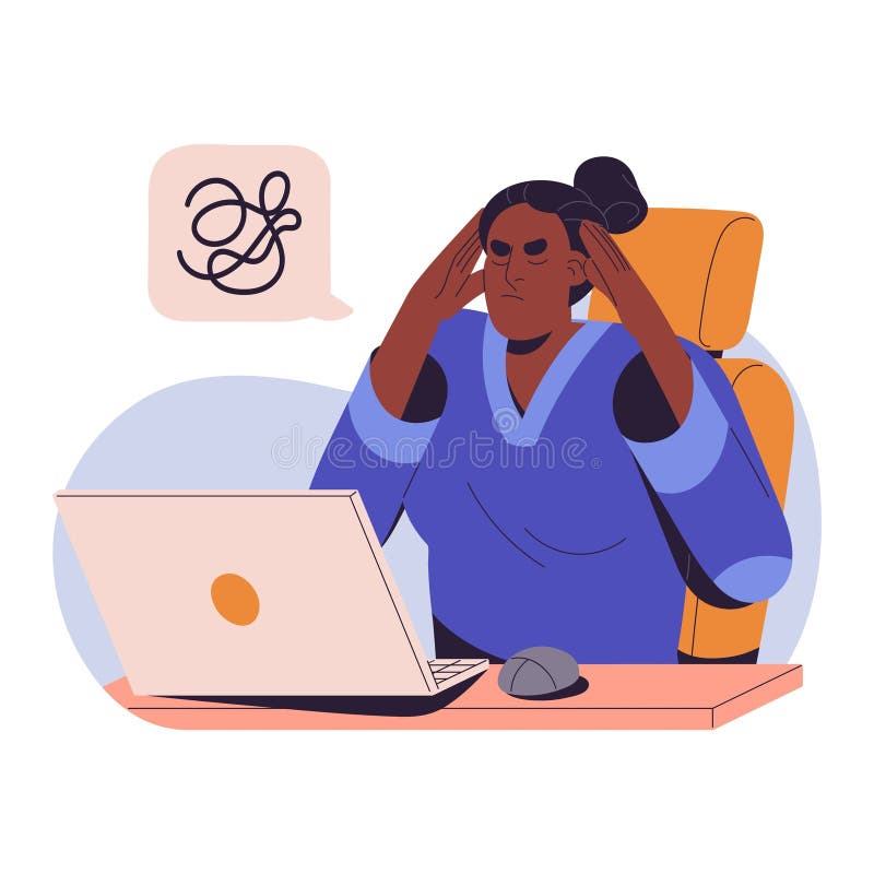 Focused Office Worker Tries To Solve Problem. Employee Search Solution ...