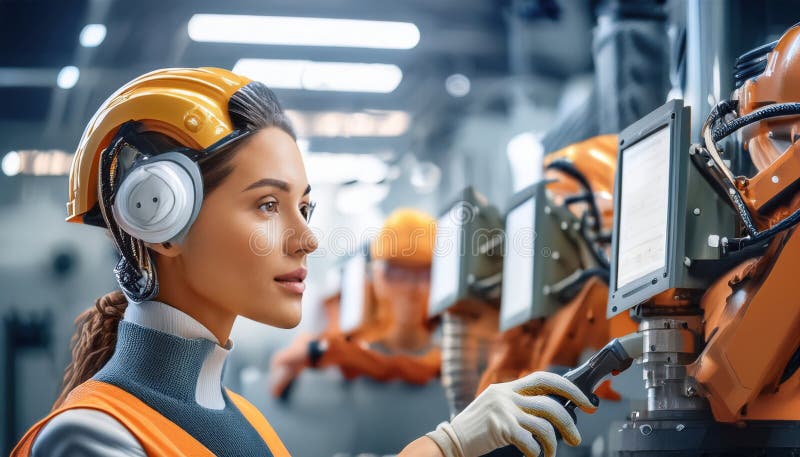 Innovative Worker Engaging with Advanced Machinery Stock Image - Image ...