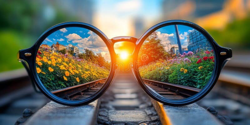 Focused Perspective Through A Pair Of Eyeglasses Clear Vision Through Glasses Ai Generative