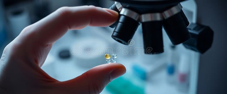 Hand Holding a Tiny Diamond in Front of a Microscope Stock Illustration - Illustration of ...